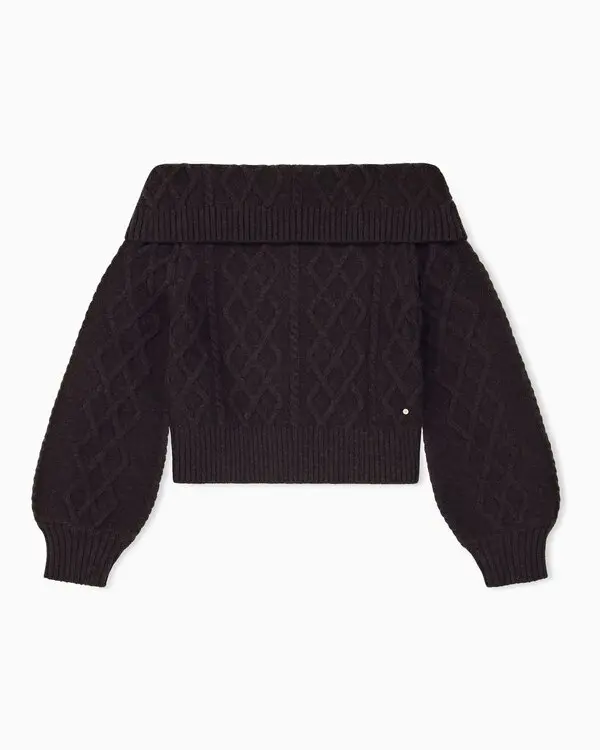 Armani Exchange Regular Fit Pullover Knitted Wool Blend - Brown