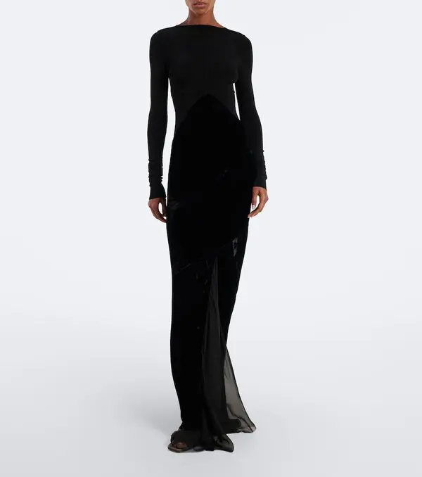 Rick Owens Combo Tulle-trimmed Gown
