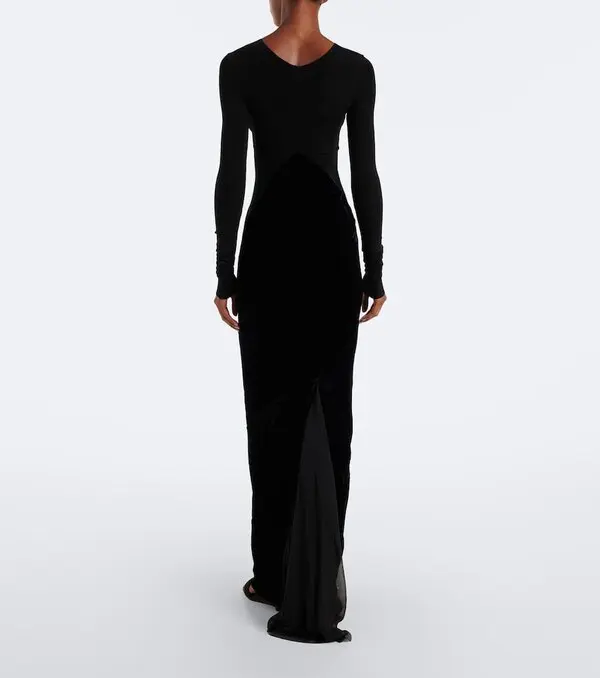 Rick Owens Combo Tulle-trimmed Gown