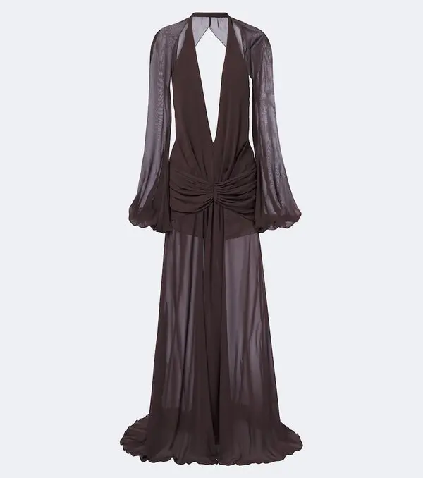 DE LA VALI Fiorela Chiffon Maxi Dress