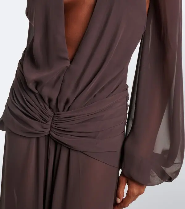 DE LA VALI Fiorela Chiffon Maxi Dress
