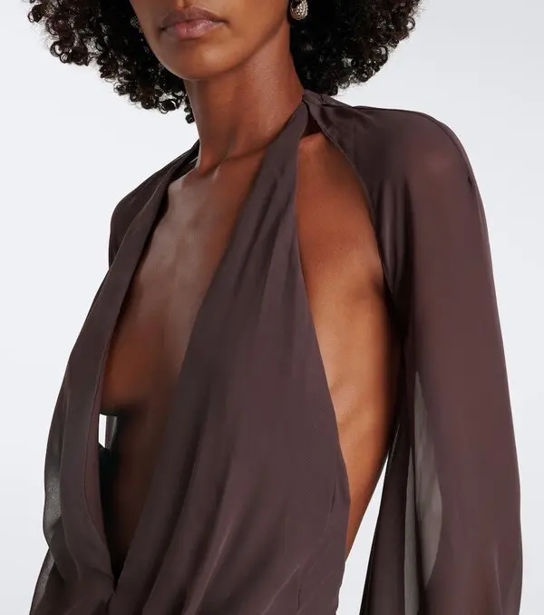 DE LA VALI Fiorela Chiffon Maxi Dress