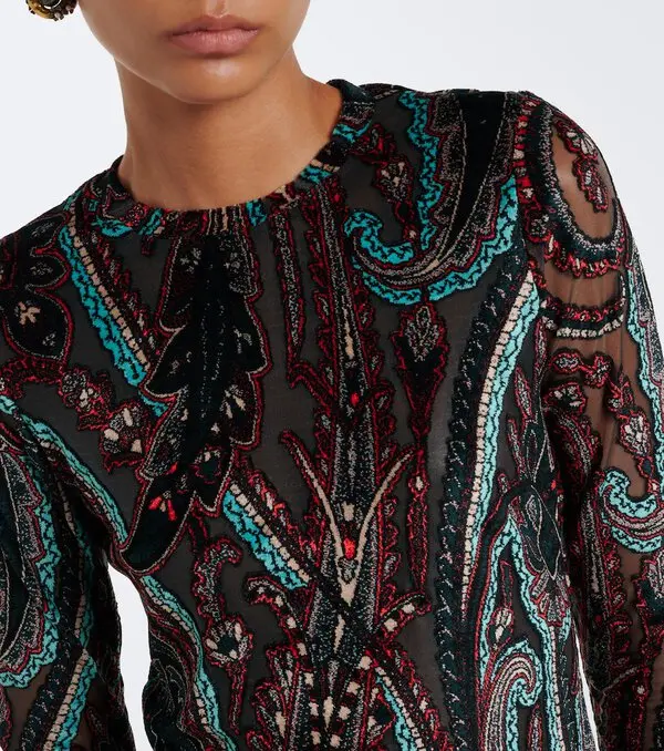 Etro Patch-appliqué Paisley Print Long Sleeve Top