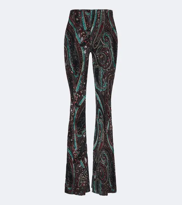 Etro Patch-applique Paisley Flared Pants - Multicoloured