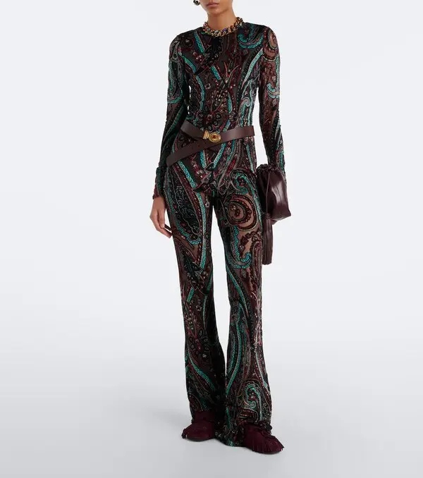 Etro Patch-applique Paisley Flared Pants