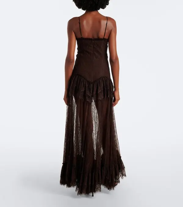 DE LA VALI Kala Tiered Ruffled Lace Maxi Dress