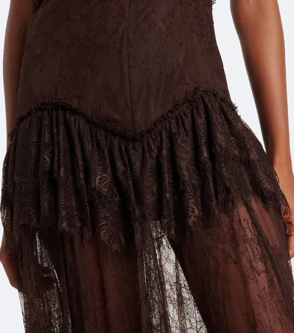 DE LA VALI Kala Tiered Ruffled Lace Maxi Dress