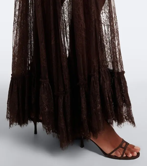 DE LA VALI Kala Tiered Ruffled Lace Maxi Dress