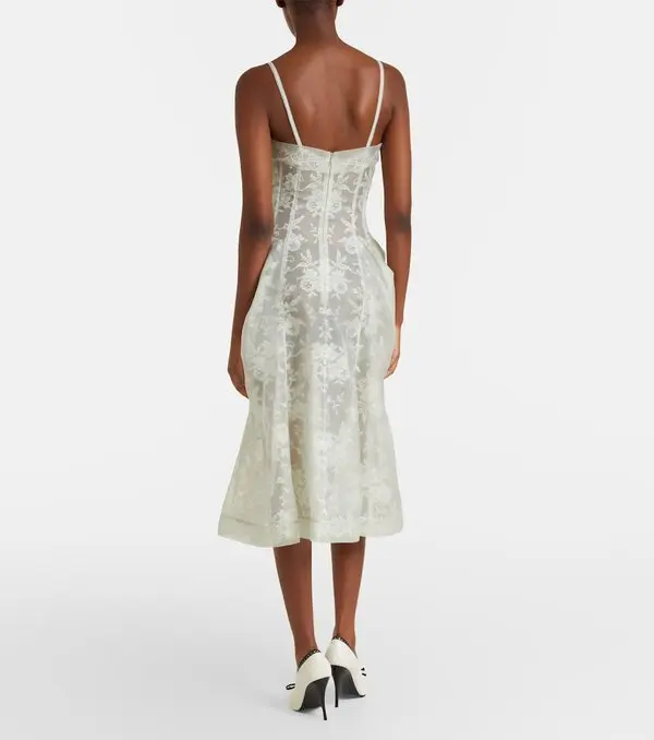 Alexander McQueen Peplum Silk Lace Corset Dress