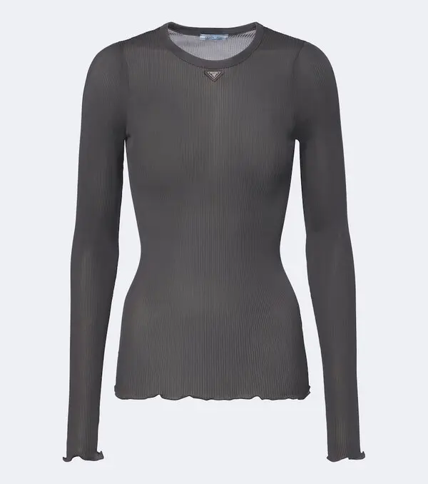 Prada Ribbed-knit Silk Top