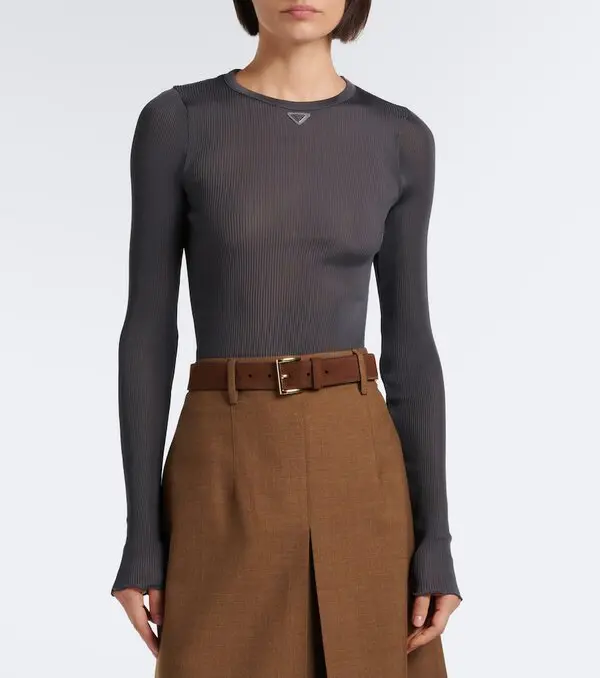 Prada Ribbed-knit Silk Top