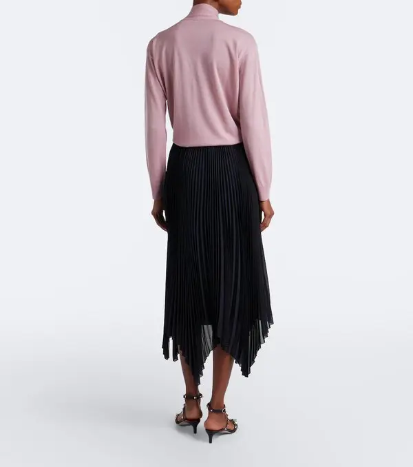 Valentino Garavani Asymmetric Plisse Georgette Midi Skirt