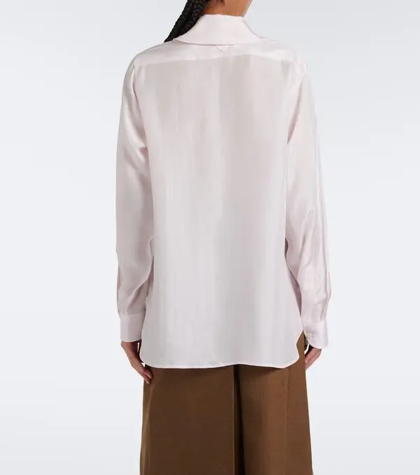 Prada Tie-neck Silk Poplin Blouse