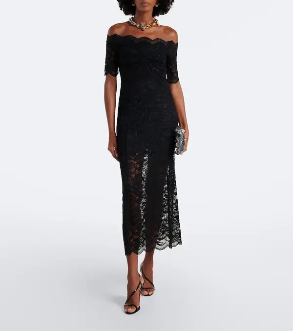 Rabanne Off-shoulder Lace Midi Dress