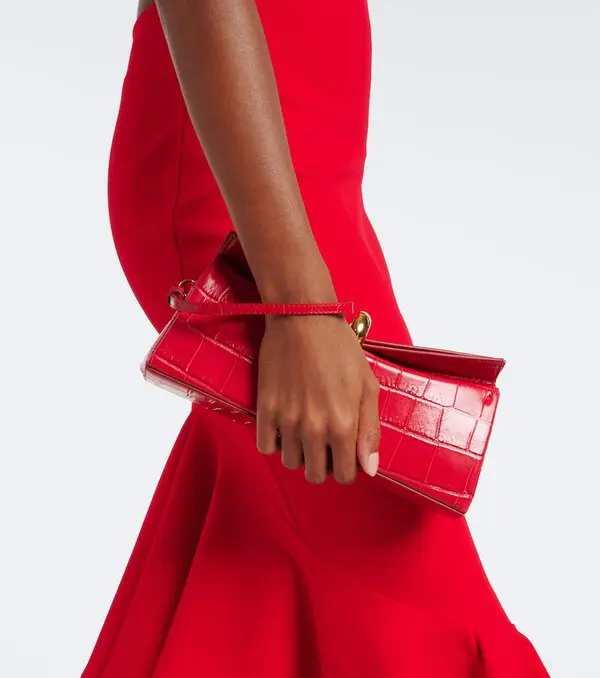 Jacquemus Valerie Croc-effect Leather Clutch