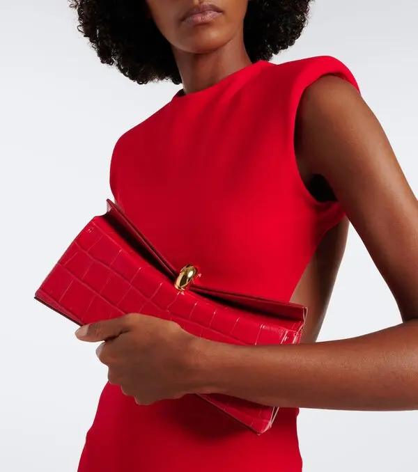 Jacquemus Valerie Croc-effect Leather Clutch