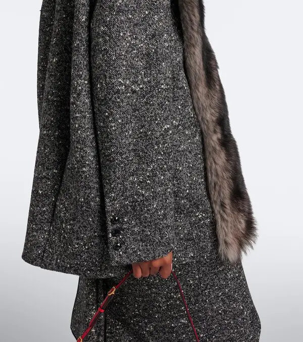 Valentino Garavani Shearling-trimmed Wool-blend Bouclé Blazer