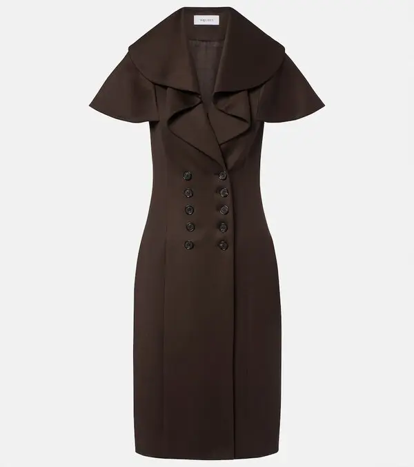 Alexander McQueen Draped Wool Minidress - Brown