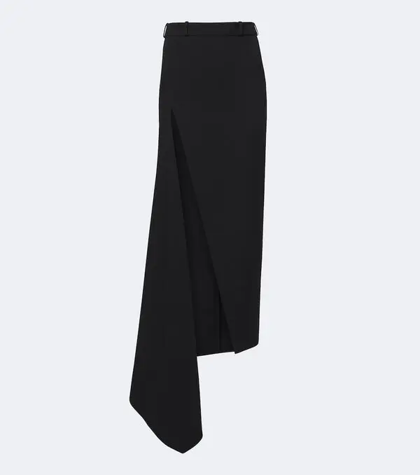 Givenchy Asymmetric Wool Midi Skirt - Black