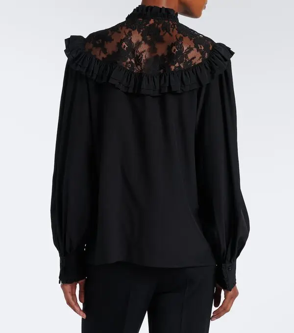 Chloé Lace-trimmed Silk Blouse
