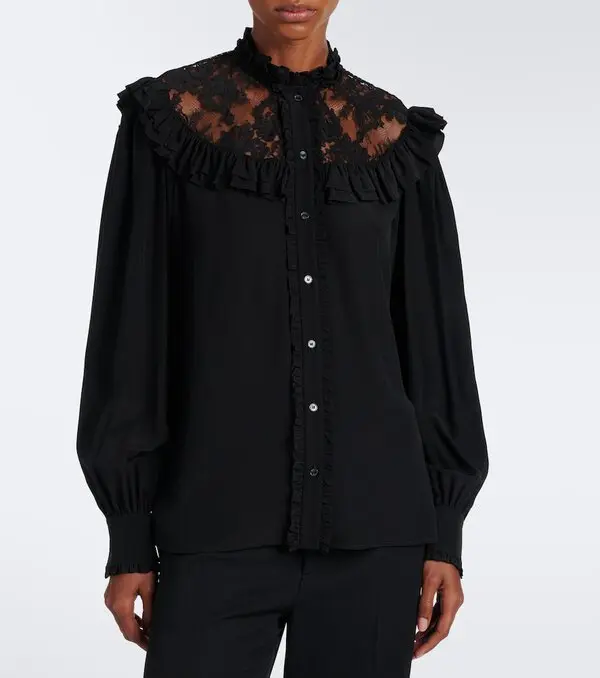 Chloé Lace-trimmed Silk Blouse