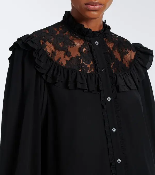Chloé Lace-trimmed Silk Blouse