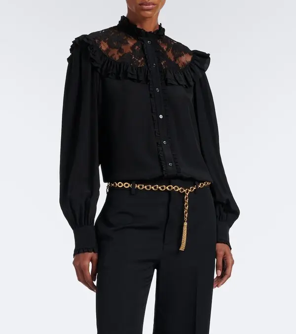 Chloé Lace-trimmed Silk Blouse