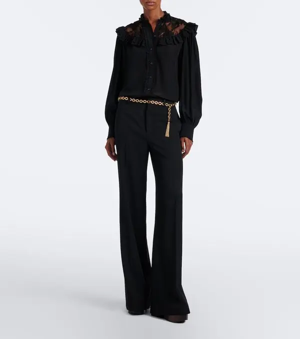 Chloé Lace-trimmed Silk Blouse