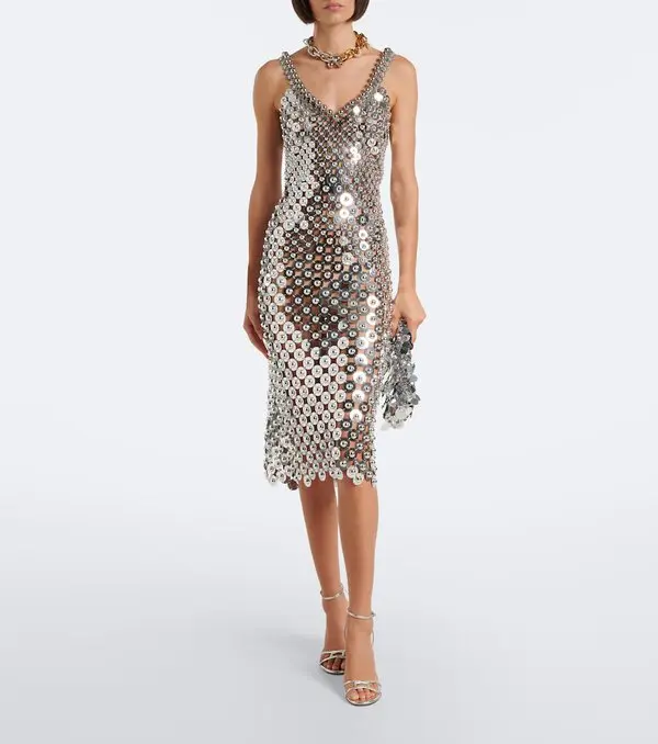 Rabanne Chainmail Embellished Cocktail Dress