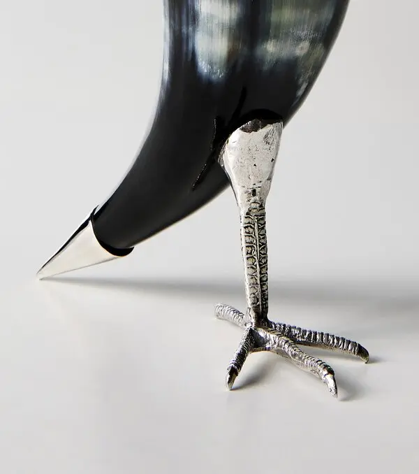TAVARES 1922 Bird Edit Horn And Sterling Silver Candle Holder