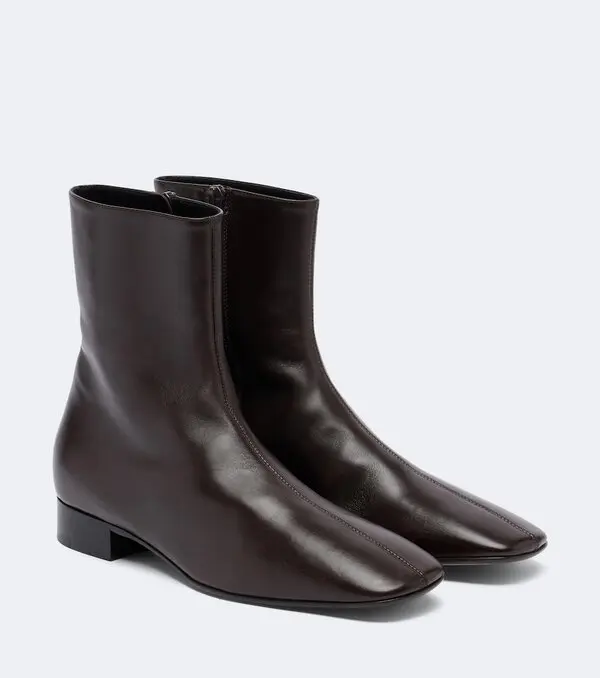 THE ROW Cindy Leather Ankle Boots