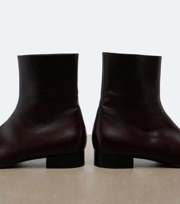 THE ROW Cindy Leather Ankle Boots