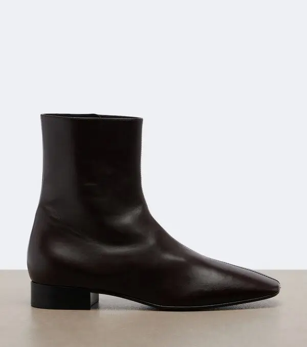 THE ROW Cindy Leather Ankle Boots