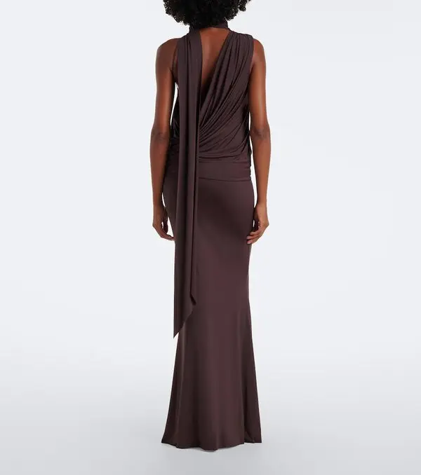DE LA VALI Lurna Draped Jersey Maxi Dress