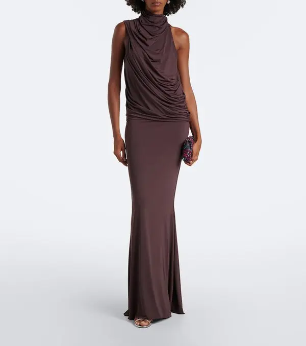 DE LA VALI Lurna Draped Jersey Maxi Dress