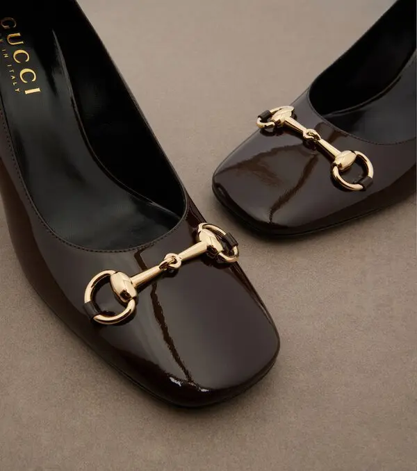 Gucci Signora Horsebit Patent Leather Pumps