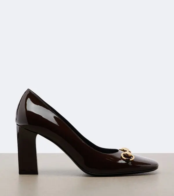 Gucci Signora Horsebit Patent Leather Pumps