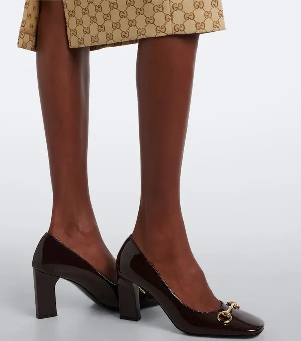 Gucci Signora Horsebit Patent Leather Pumps