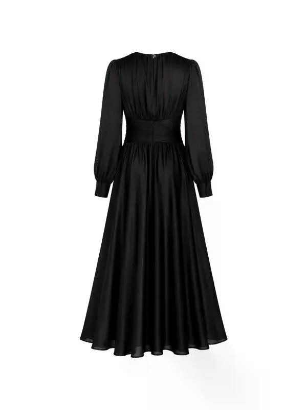 Guess Helene Pleated Maxi Dress With V-neck And Long Sleeves