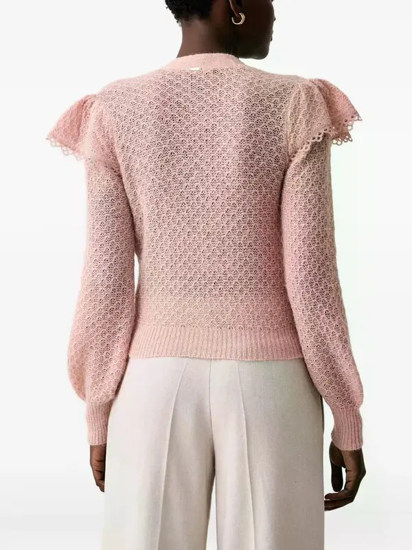 TWINSET Open-knit Cardigan With Ruffled Detailing