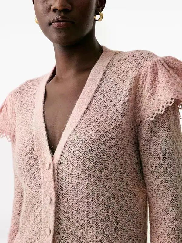TWINSET Open-knit Cardigan With Ruffled Detailing