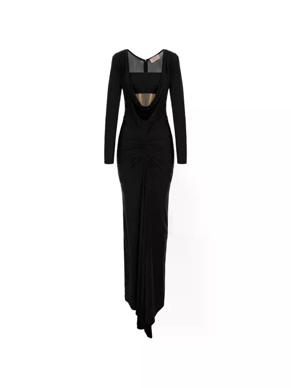 V:PM ATELIER Donna Draped Cutout Maxi Dress - Black
