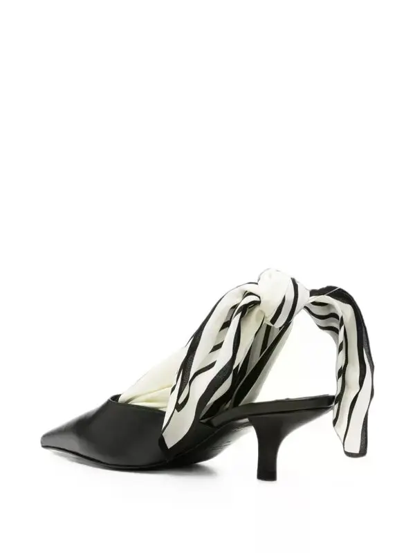 TOTEME Nappa Leather Slingback Heels With Striped Scarf Detail