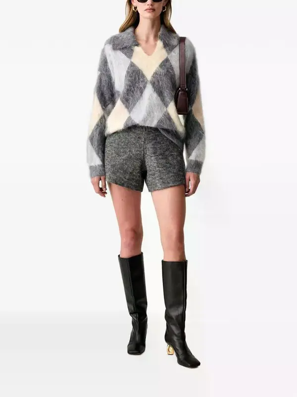SILVIAN HEACH Brushed-effect High-waist Shorts