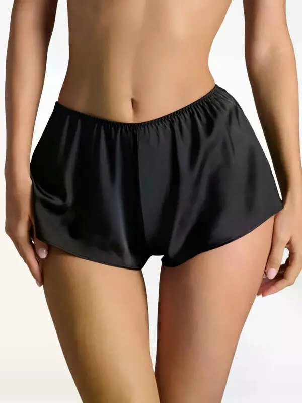SCANDALE Embroidered Satin Shorts - Black
