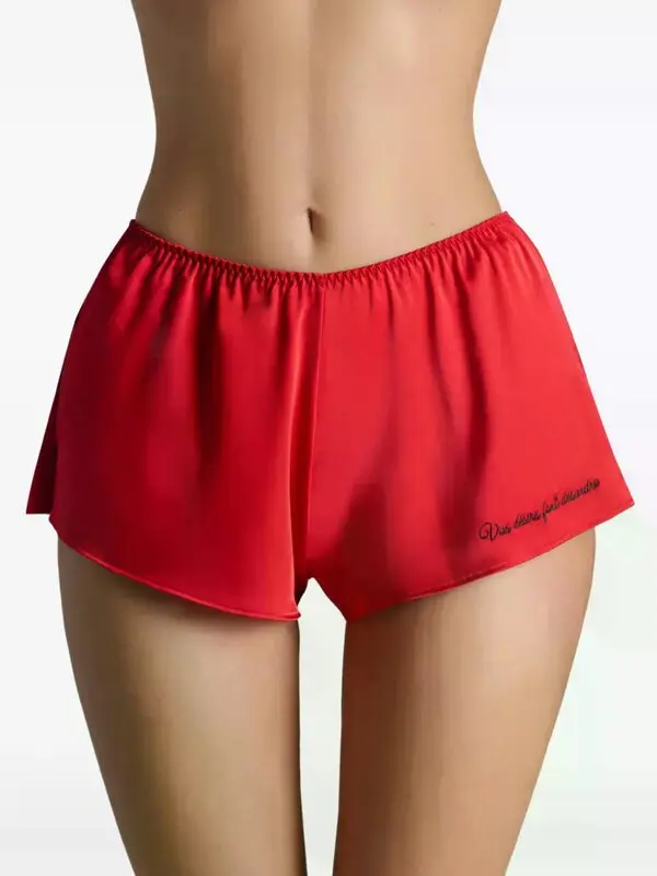 SCANDALE Dédicace Embroidered Satin Shorts