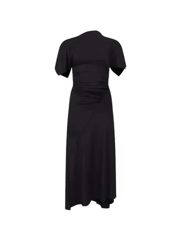 Victoria Beckham Gathered Asymmetric Hem Midi Dress
