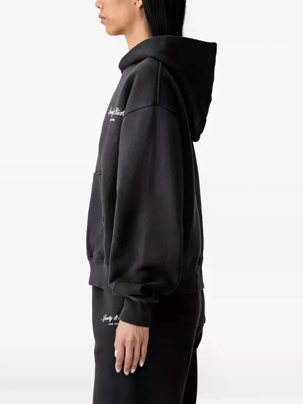 SPORTY & RICH Logo-print Pouch-pocket Hoodie