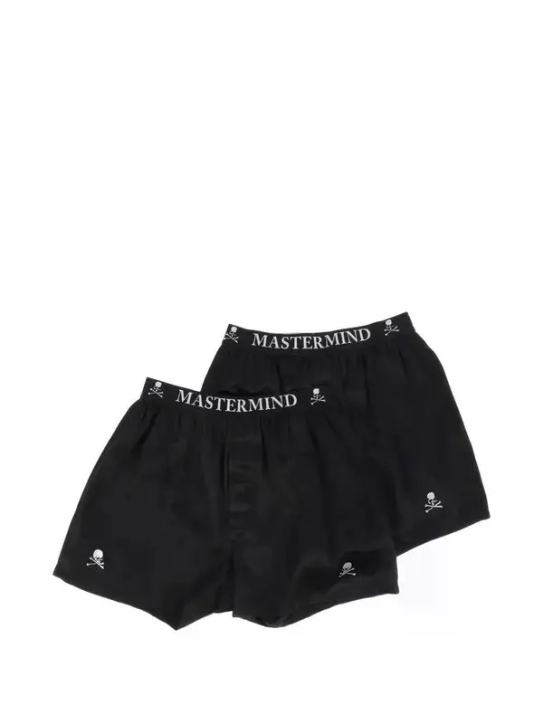 MASTERMIND WORLD Logo-waistband Silk Boxers - Black
