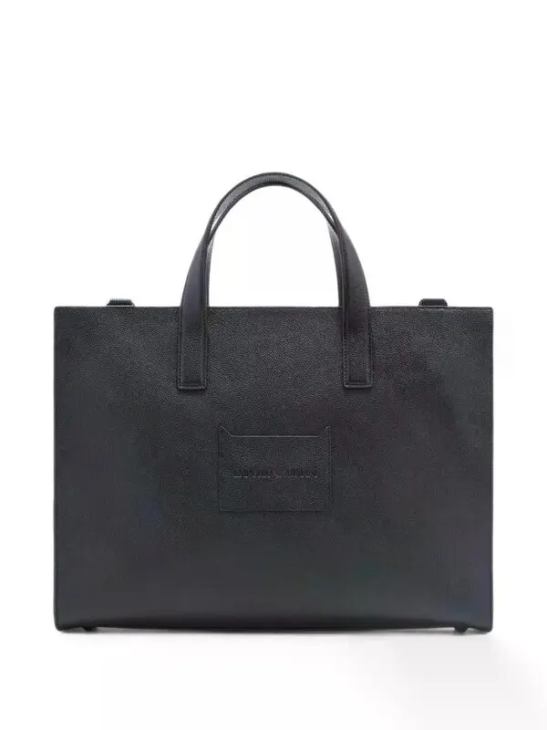 Emporio Armani Logo-plaque Leather Briefcase Bag - Black